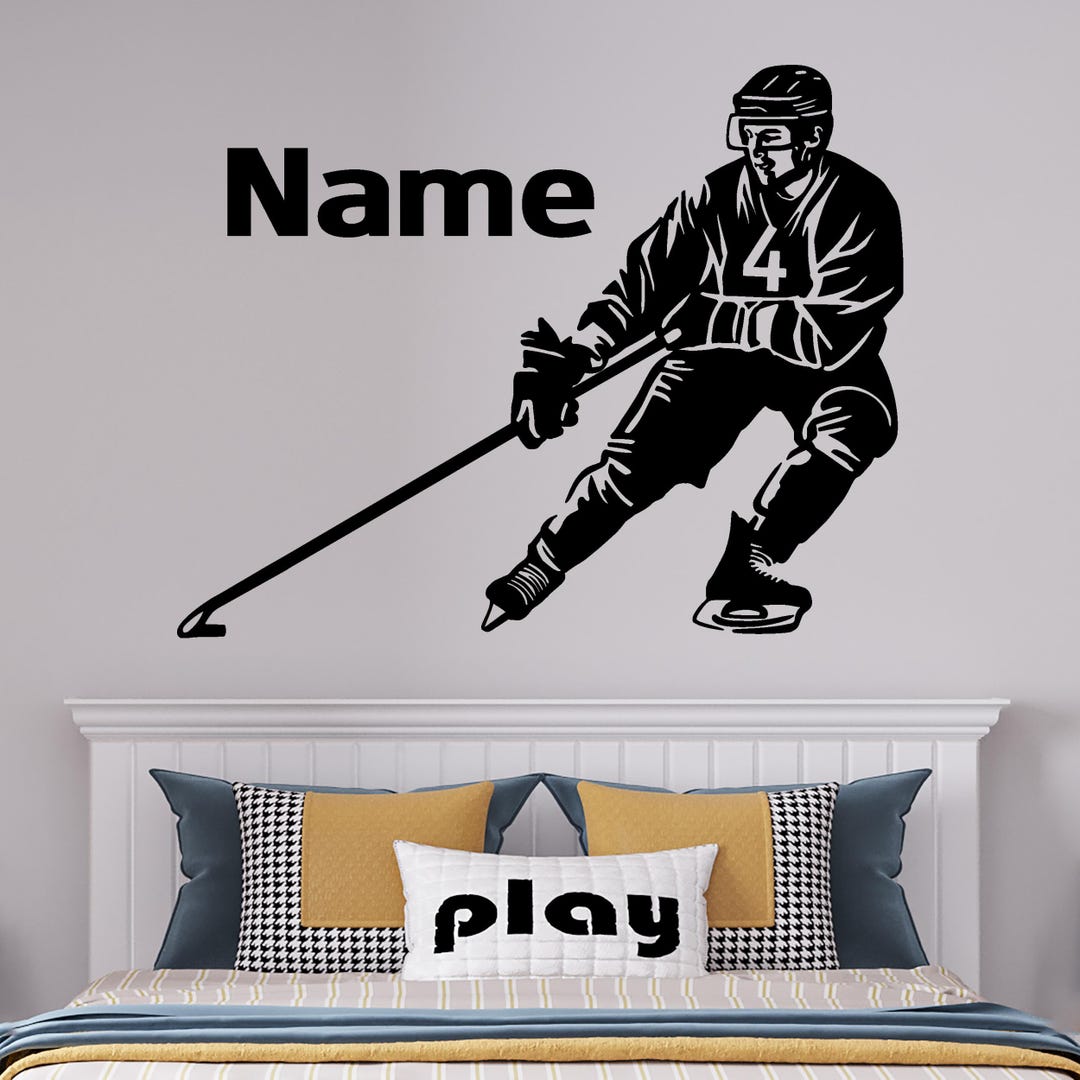 Hockey Wall Mural - Hockey Goalie Bedroom Decor - Hockey Vinyl Wall ...