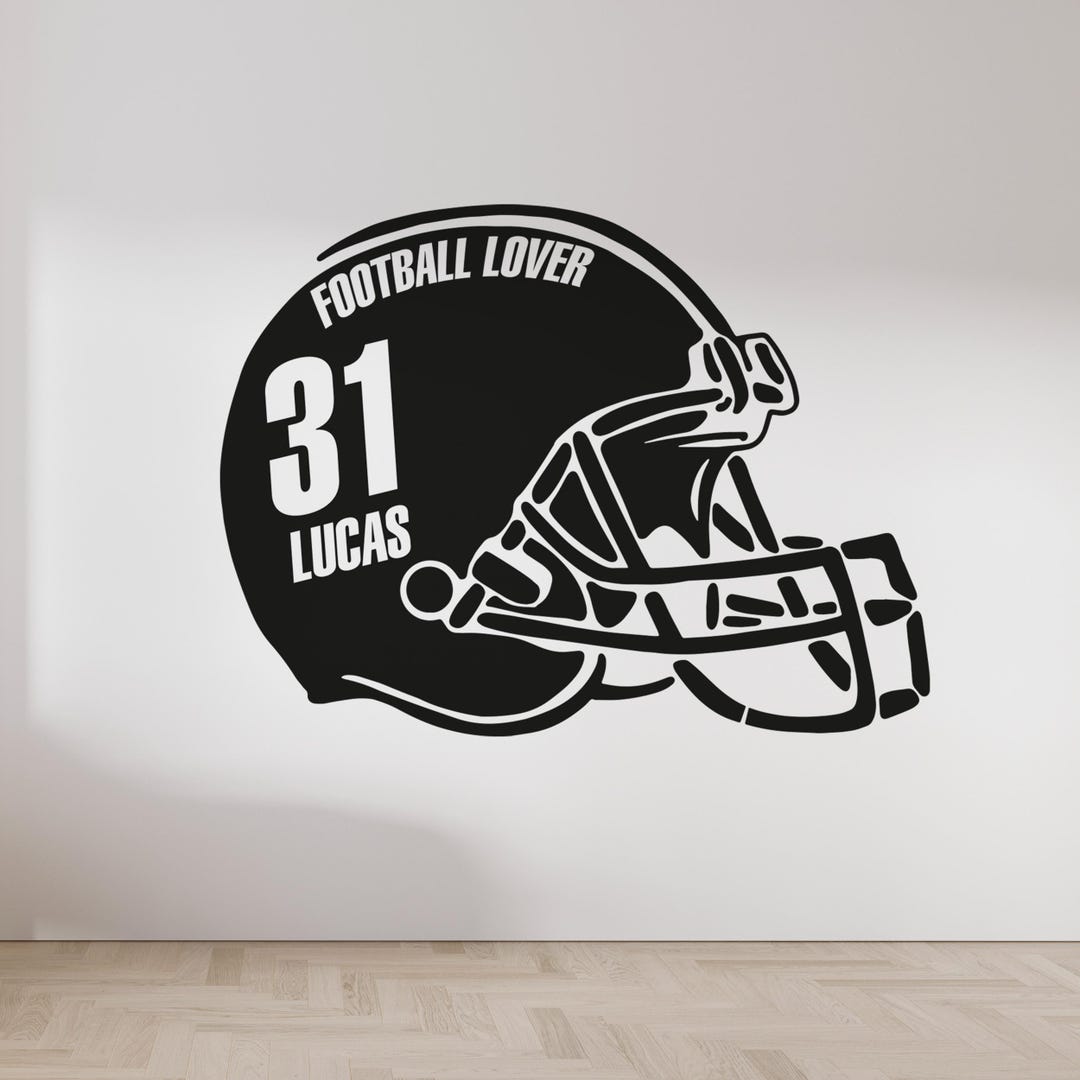 Sport Decal for Wall - Football Helmet With Your Name and Number ...