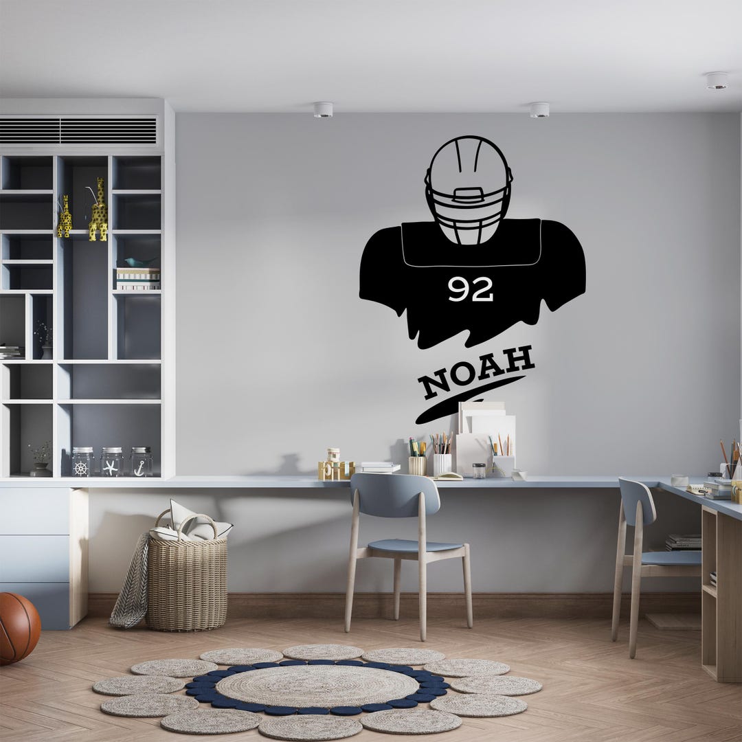 Football Player Wall Decal - Choose Your Own Name and Number on the ...