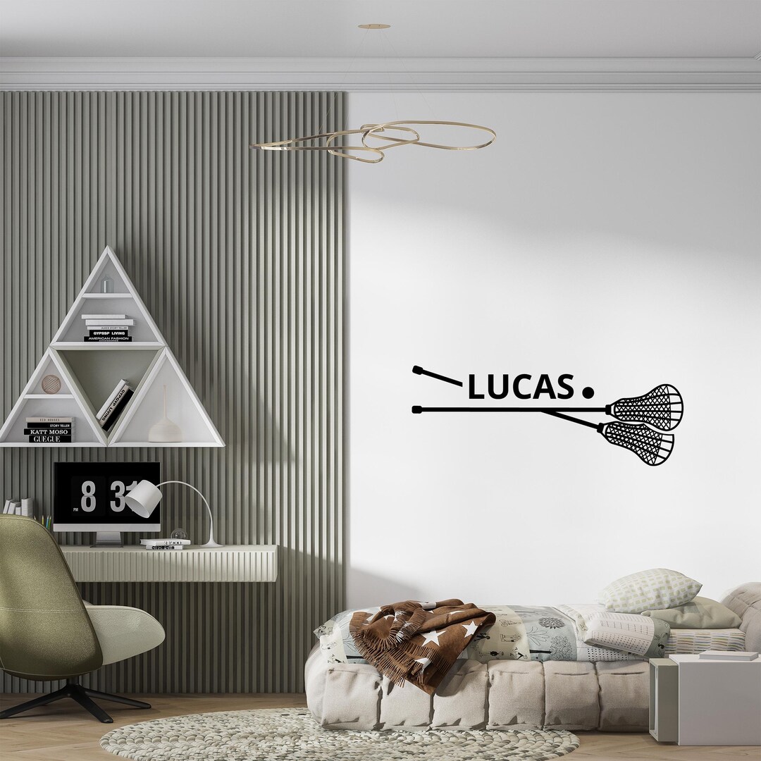 Unique Lacrosse Wall Art Decals With Personal Name and Lacrosse Sticks ...