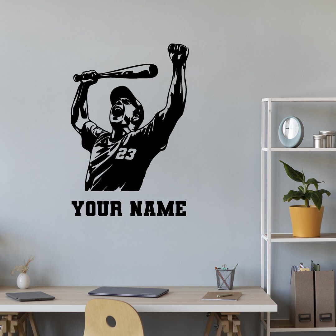 Baseball Decal With Custom Name - Personalized Baseball Wall Art - Boys ...