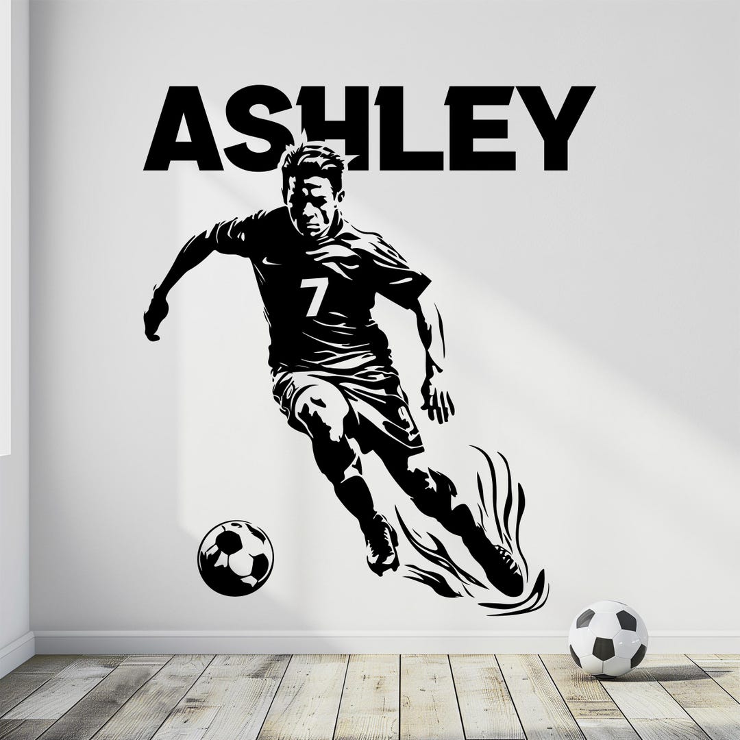 Soccer Wall Decals - Custom Soccer Wall Decal - Custom Name Wall Decal ...