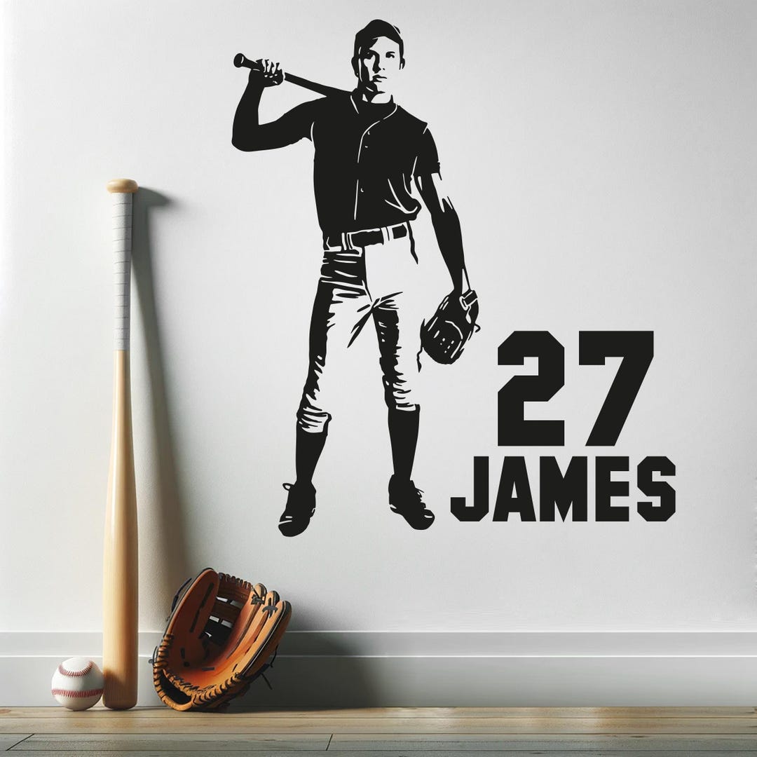 Personalized Baseball Player Wall Decal - Custom Baseball Player Wall ...