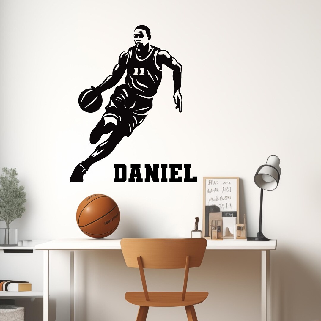 Basketball Player Wall Decals - Personalized Basketball Decor for Boys ...