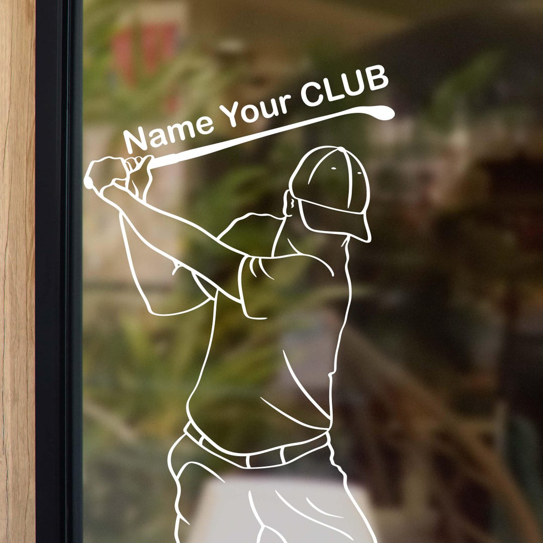 Custom Golf Vinyl Decal With Man Playing Golf and Club Name Written ...