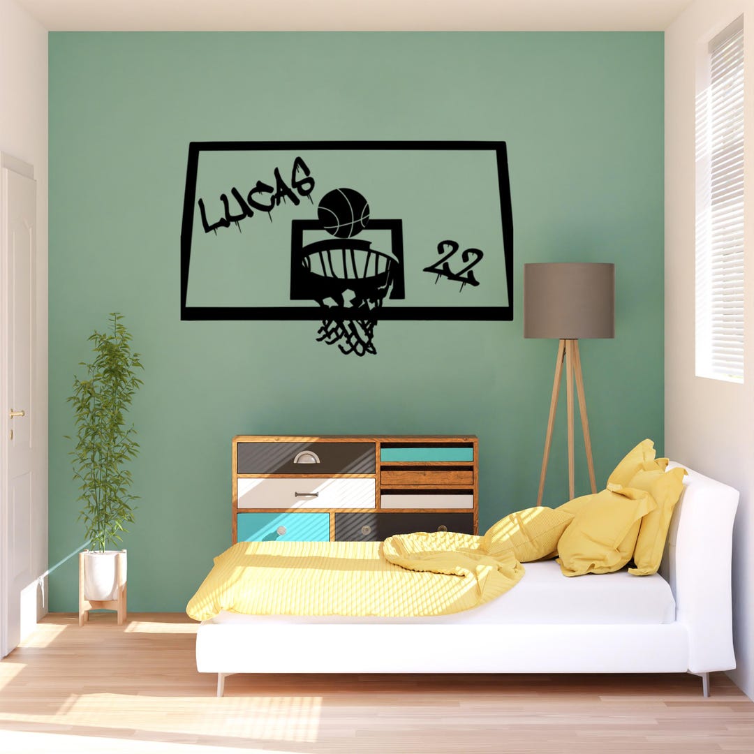 Basketball Hoop Peel and Stick Sports Wall Decals - Basketball Drawing ...