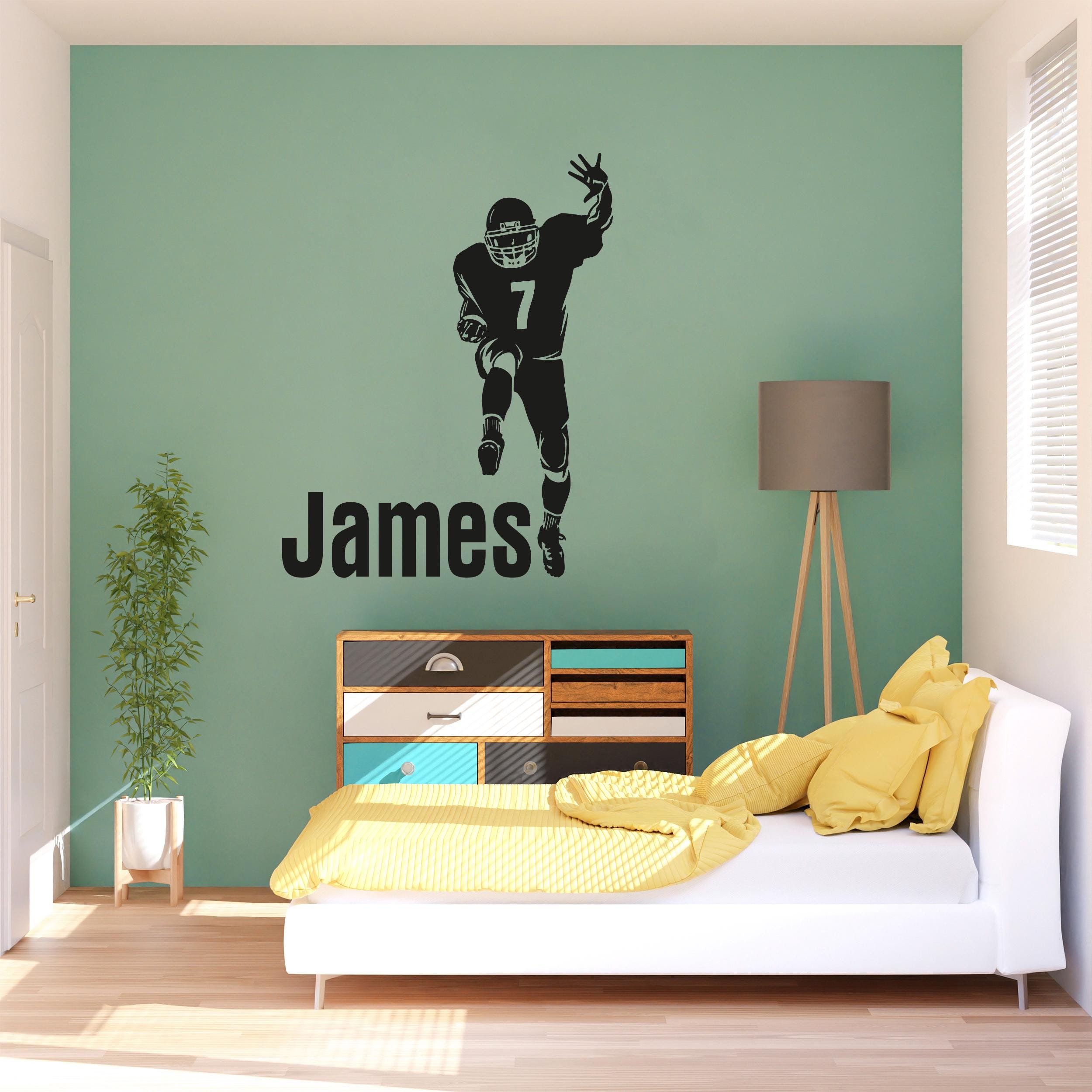 American Football Wall Design - Wall Decal With Running Football Player ...