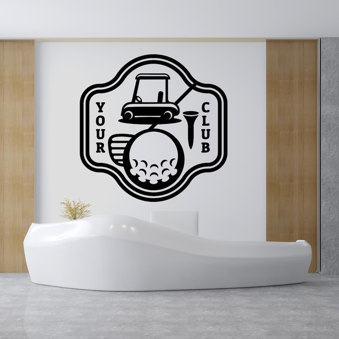 Golf Car Drawing Personalized Decals With Club Name - Golf Stickers ...
