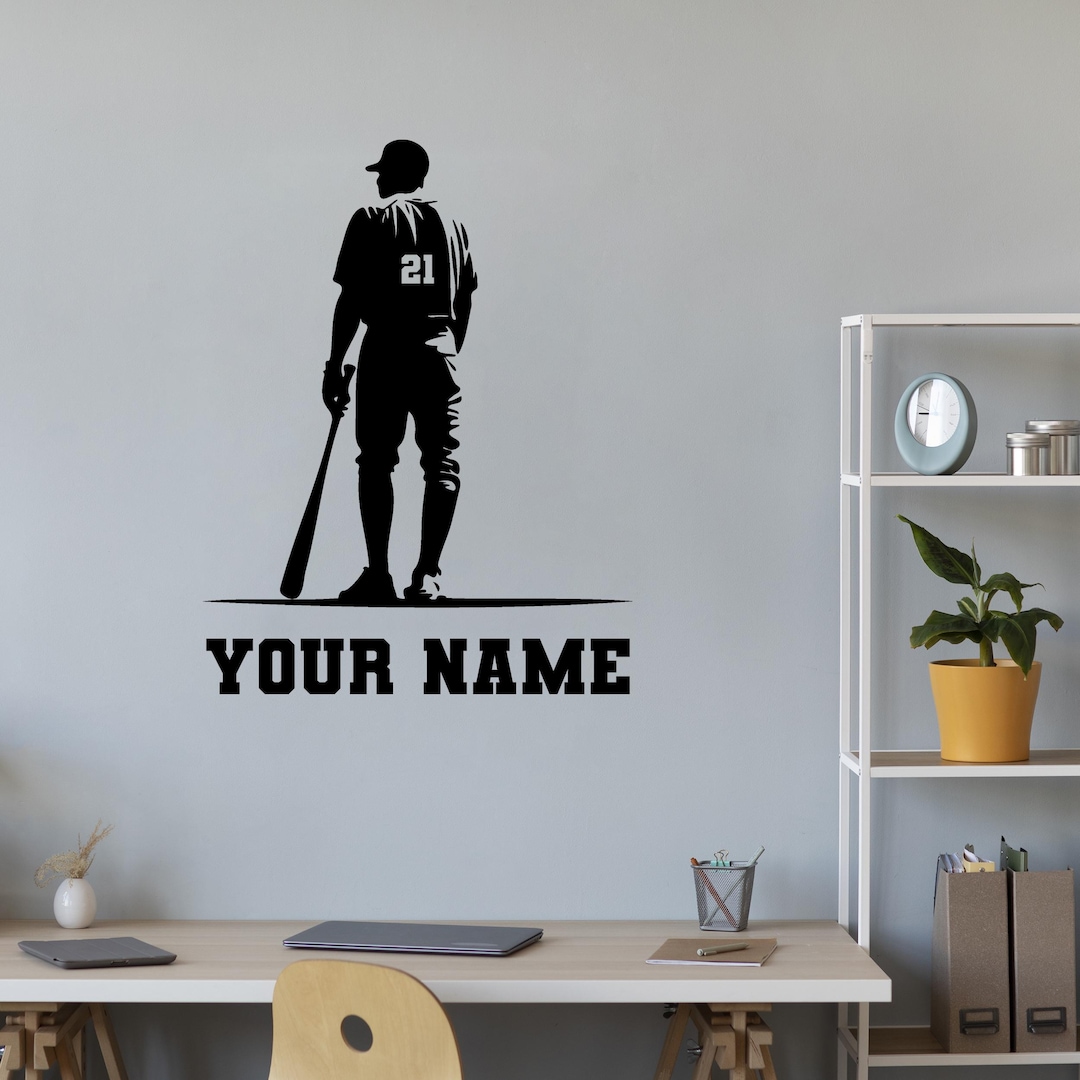 Name Baseball Decal - Personalized Baseball Wall Stickers - Baseball ...