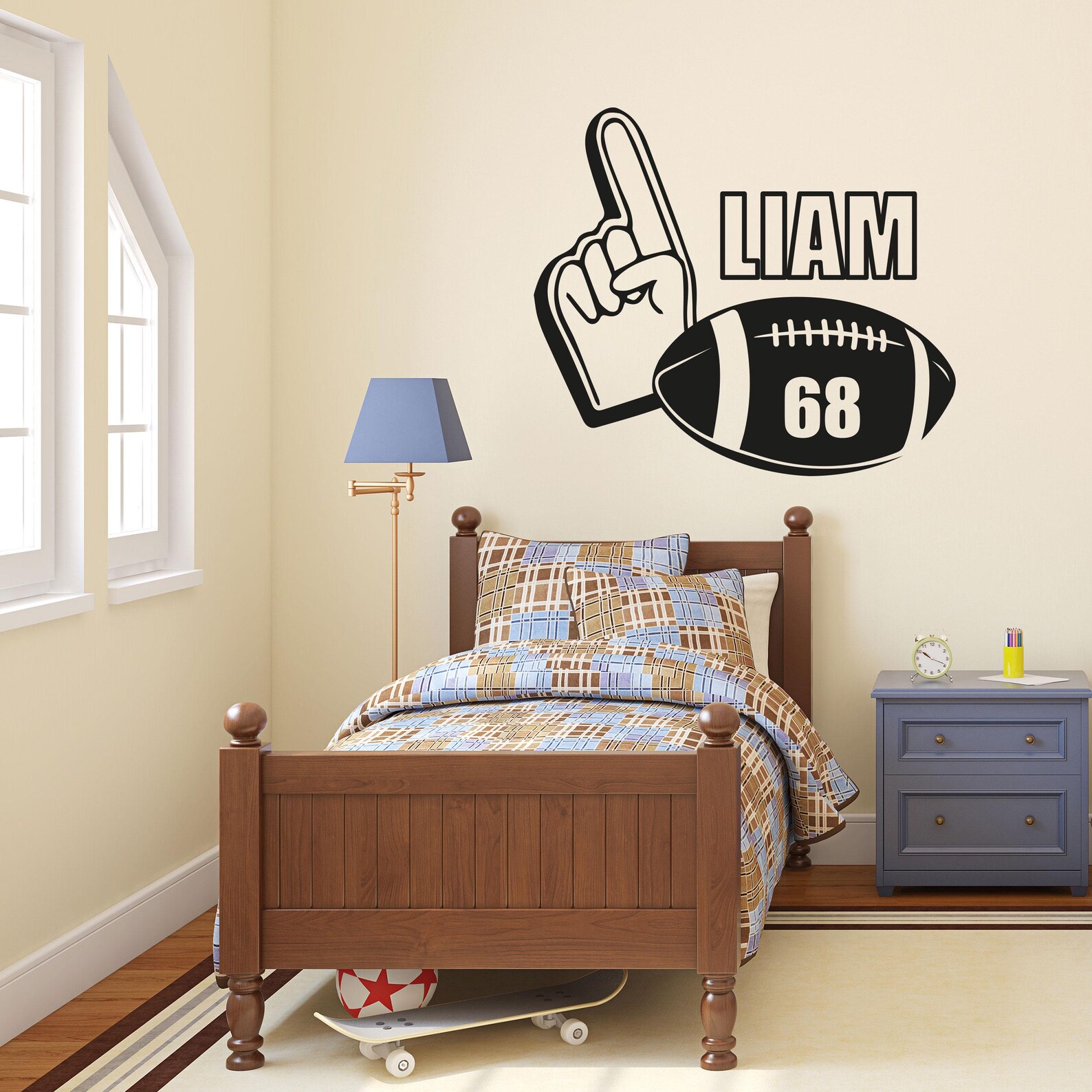 Personalized Decal With American Football Player Standing With Crossing ...