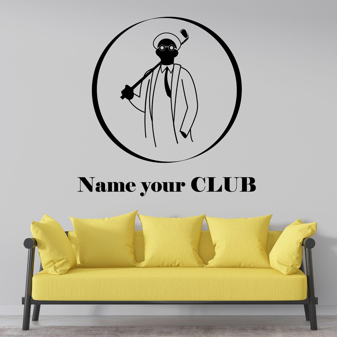 Personalized Decal for Golf Player Drawing With Name Sign - Custom Golf ...