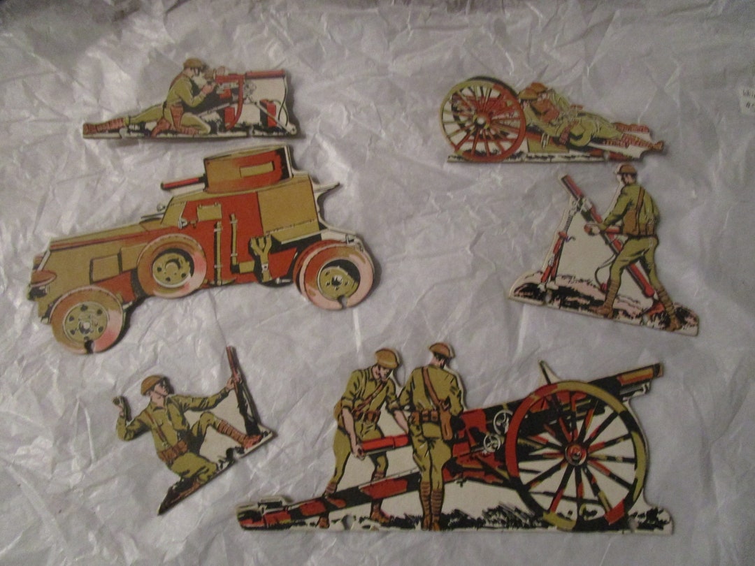 Antique World War 1 Toy Soldier Stand up Set Tank Etc - Etsy