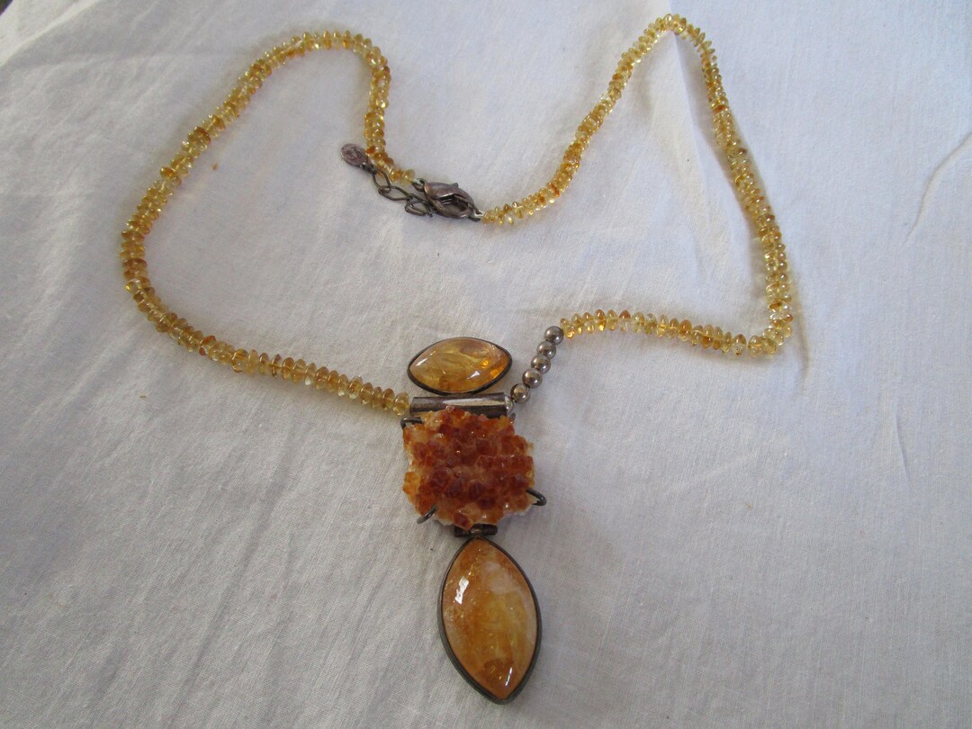 Designer MR Lodi Stone Rock Crystal Necklace & Sterling Silver Dazzling ...