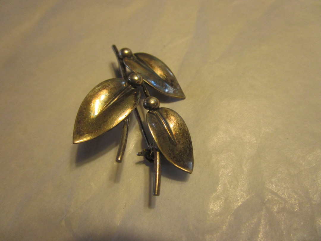Mid Century Sterling Silver Branch & Leaves Brooch Denmark Lefrom - Etsy