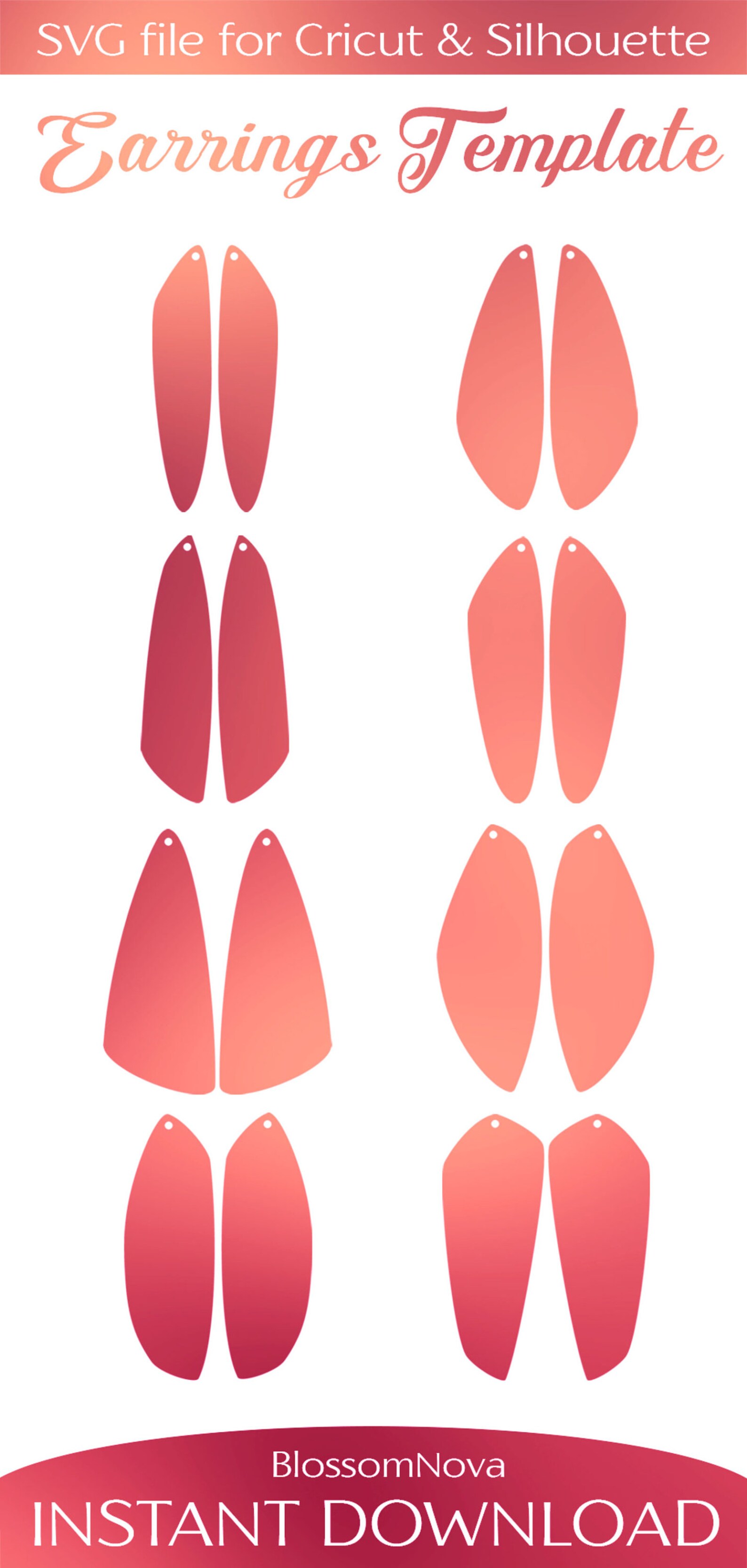 Earring Svg, Leather Earring Template, Vector Pendant Silhouettes ...