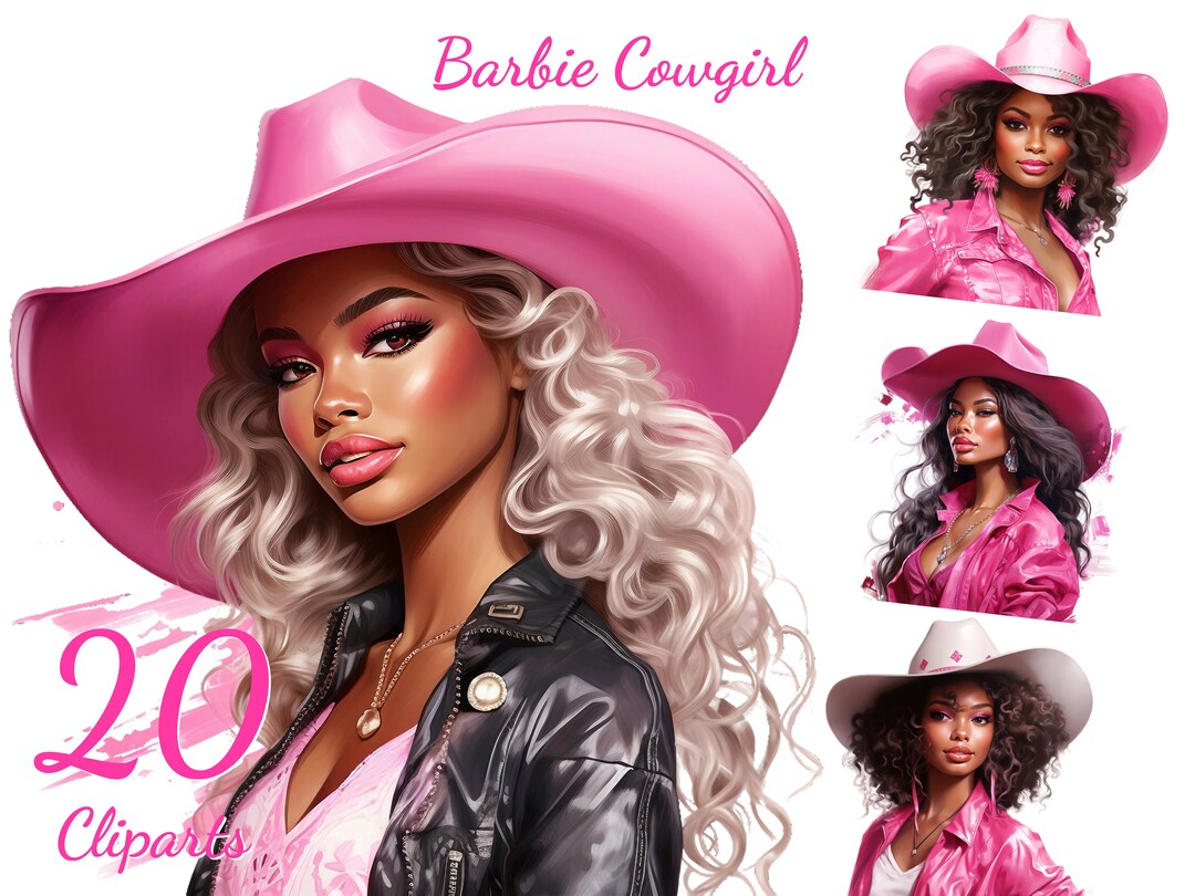 Black Barbie Cowgirl Clipart Set 20 Glamorous Western - Etsy Canada