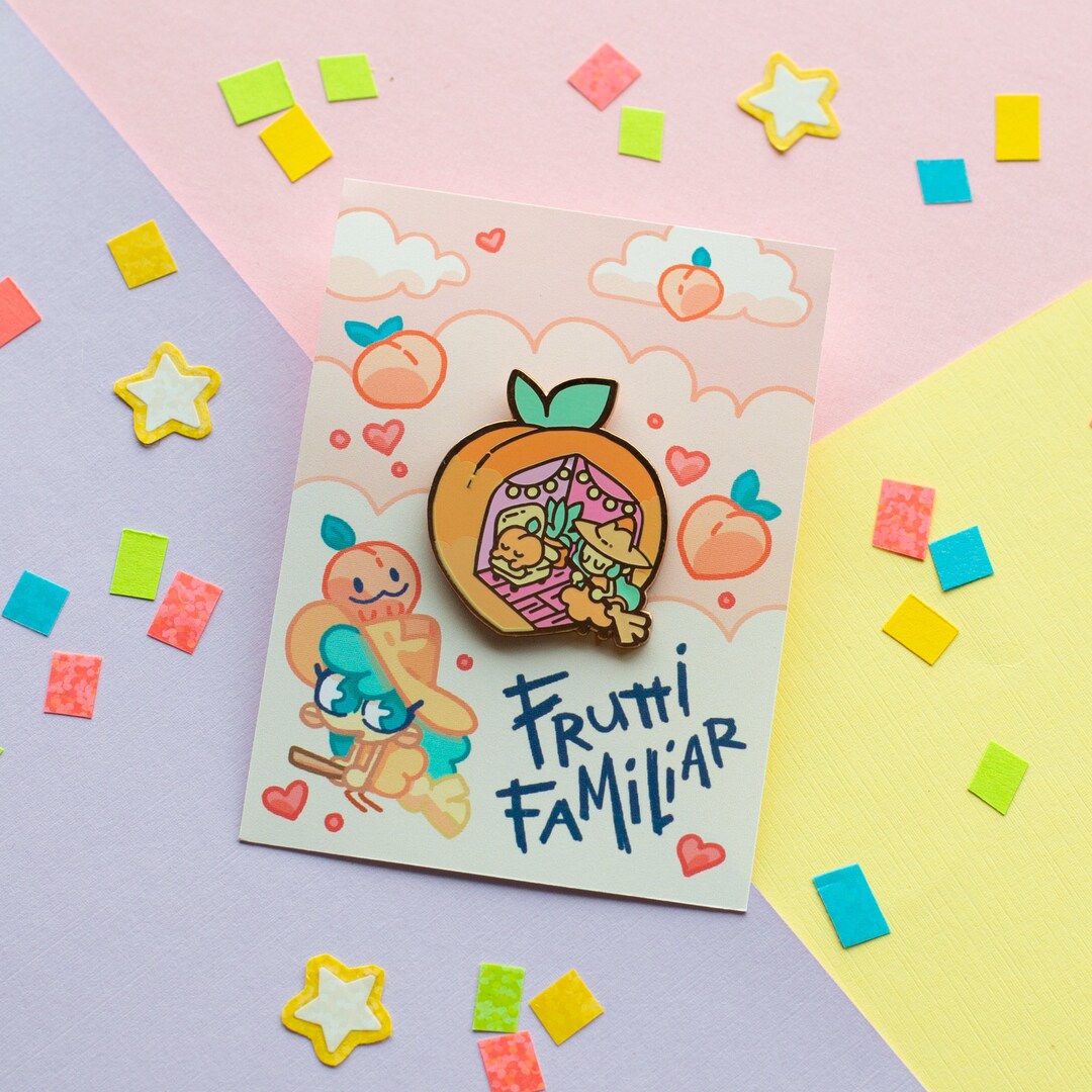 Peach Enamel Pin, Rose Gold Enamel Pin, Fun Enamel Pin, Isometric ...