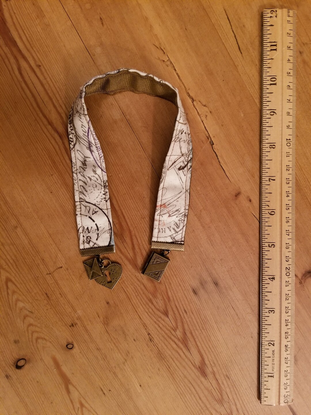 Embroidered stop Here Fabric and Ribbon Bookmark With Bronze-tone ...