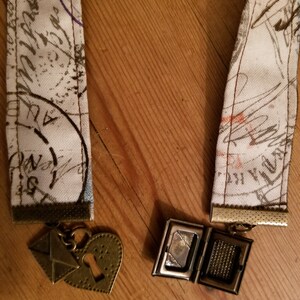 Embroidered stop Here Fabric and Ribbon Bookmark With Bronze-tone ...