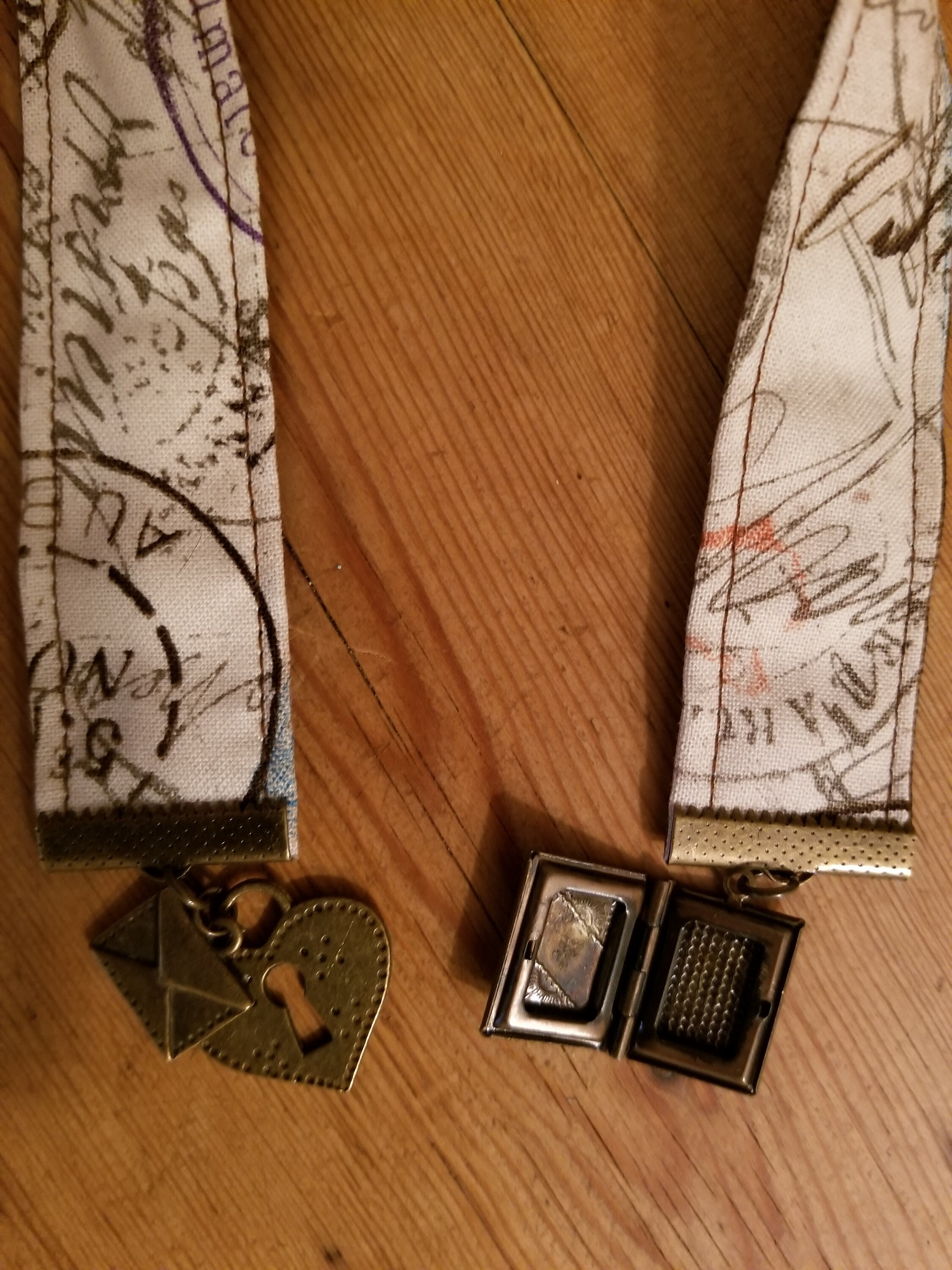Embroidered stop Here Fabric and Ribbon Bookmark With Bronze-tone ...