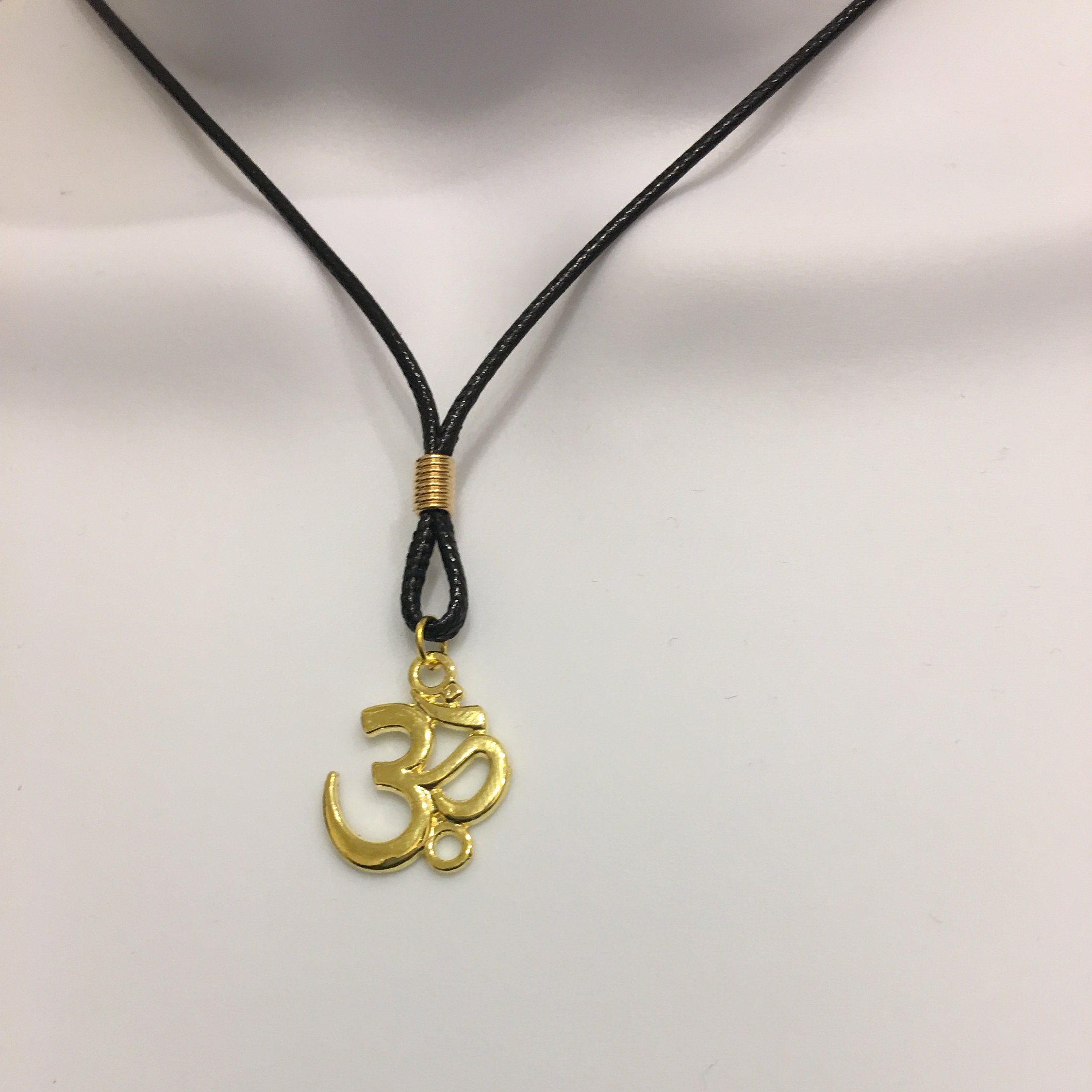 OM Symbol Gold Plated Charm Necklace 1.5mm 17-18inch - Etsy