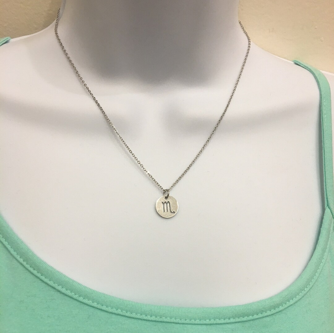 Scorpio Zodiac Sign Stainless Steel Necklace: 12mm Pendant - Etsy