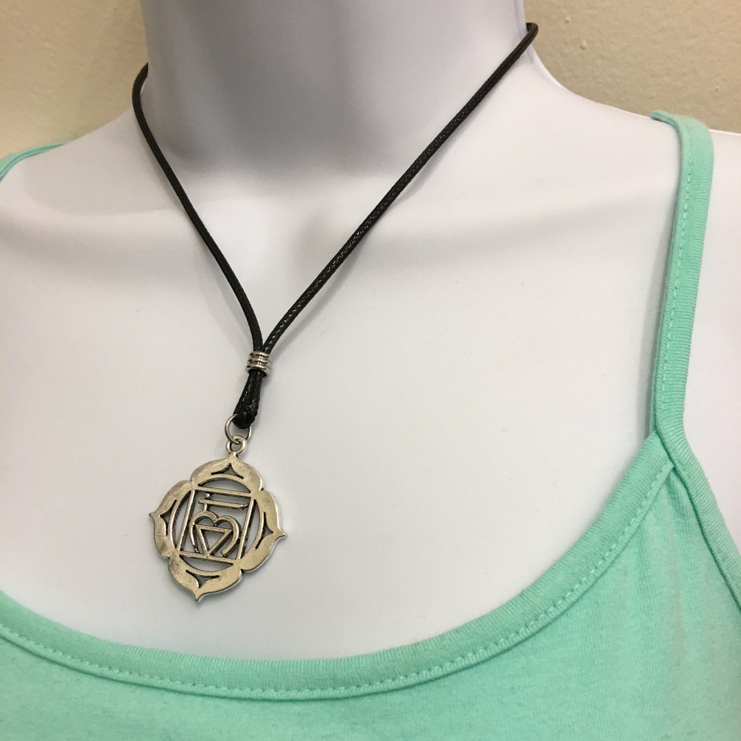 Root Chakra Necklace: Muladhara Charm, Black Waxed Cord - Etsy