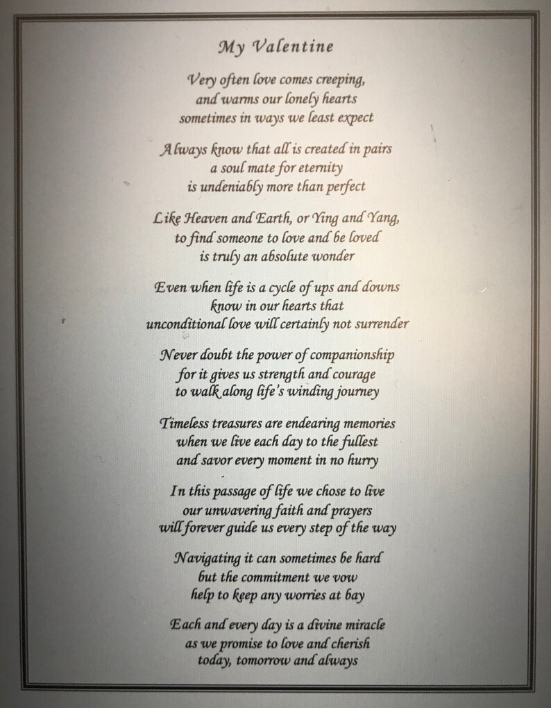 Valentine Framed Inspirational Acrostic Poem - Etsy