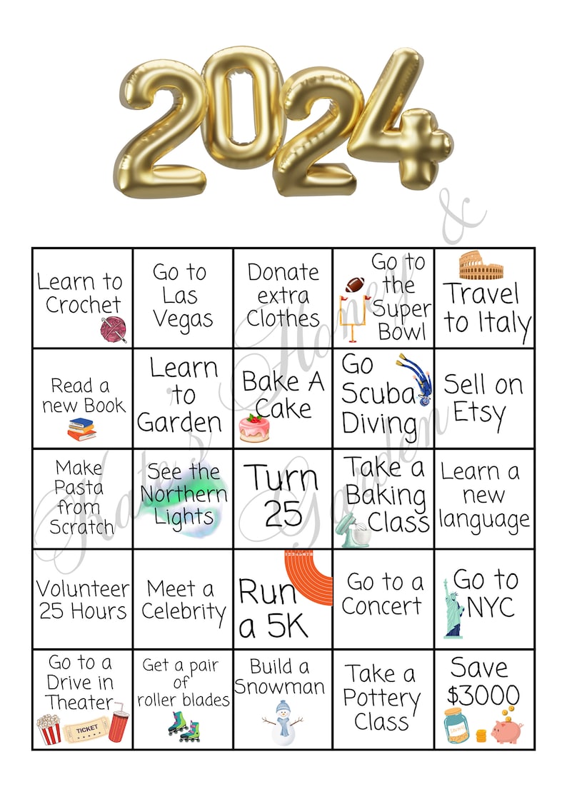 2024 Bingo Card - Etsy