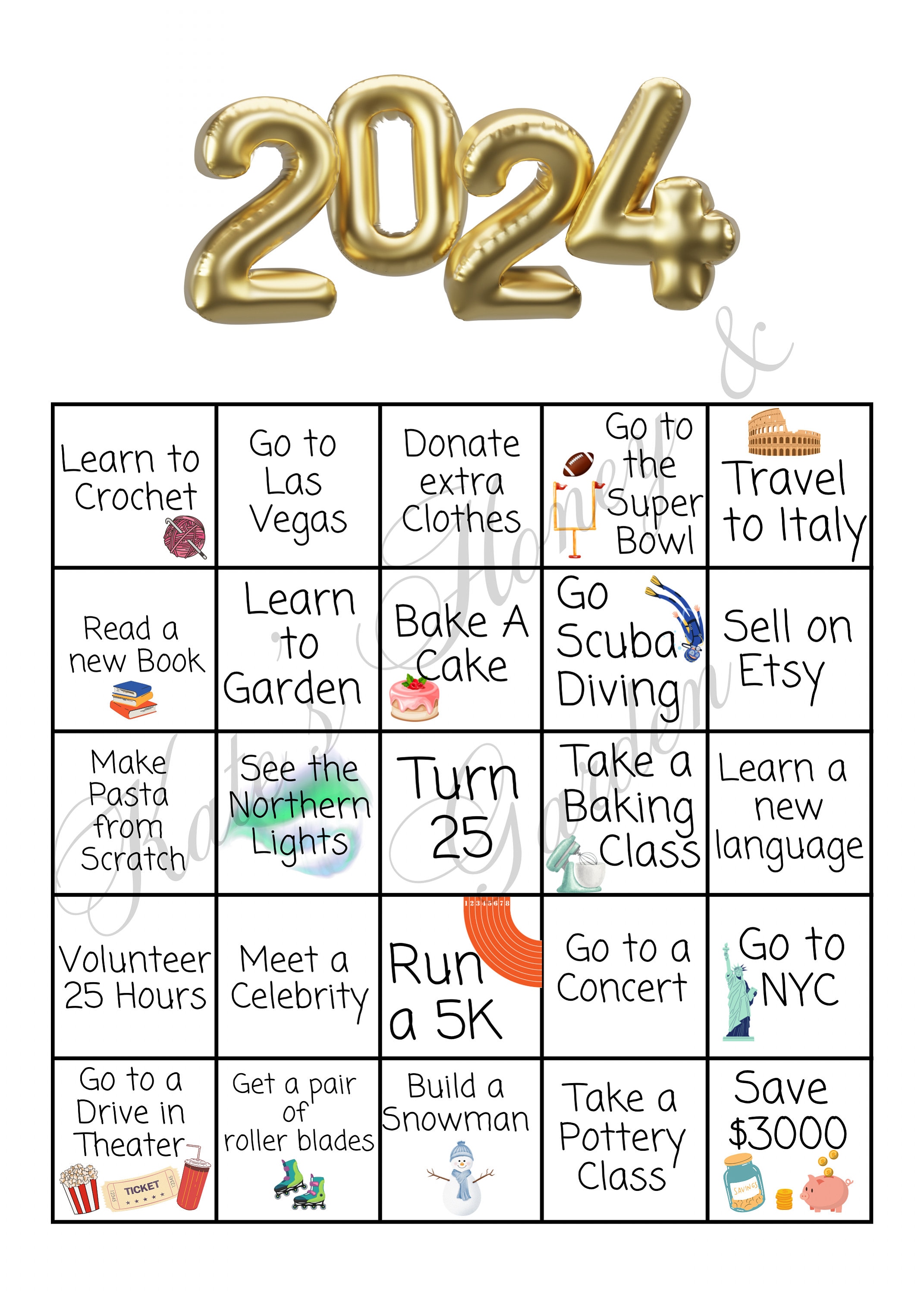2024 Bingo Card - Etsy