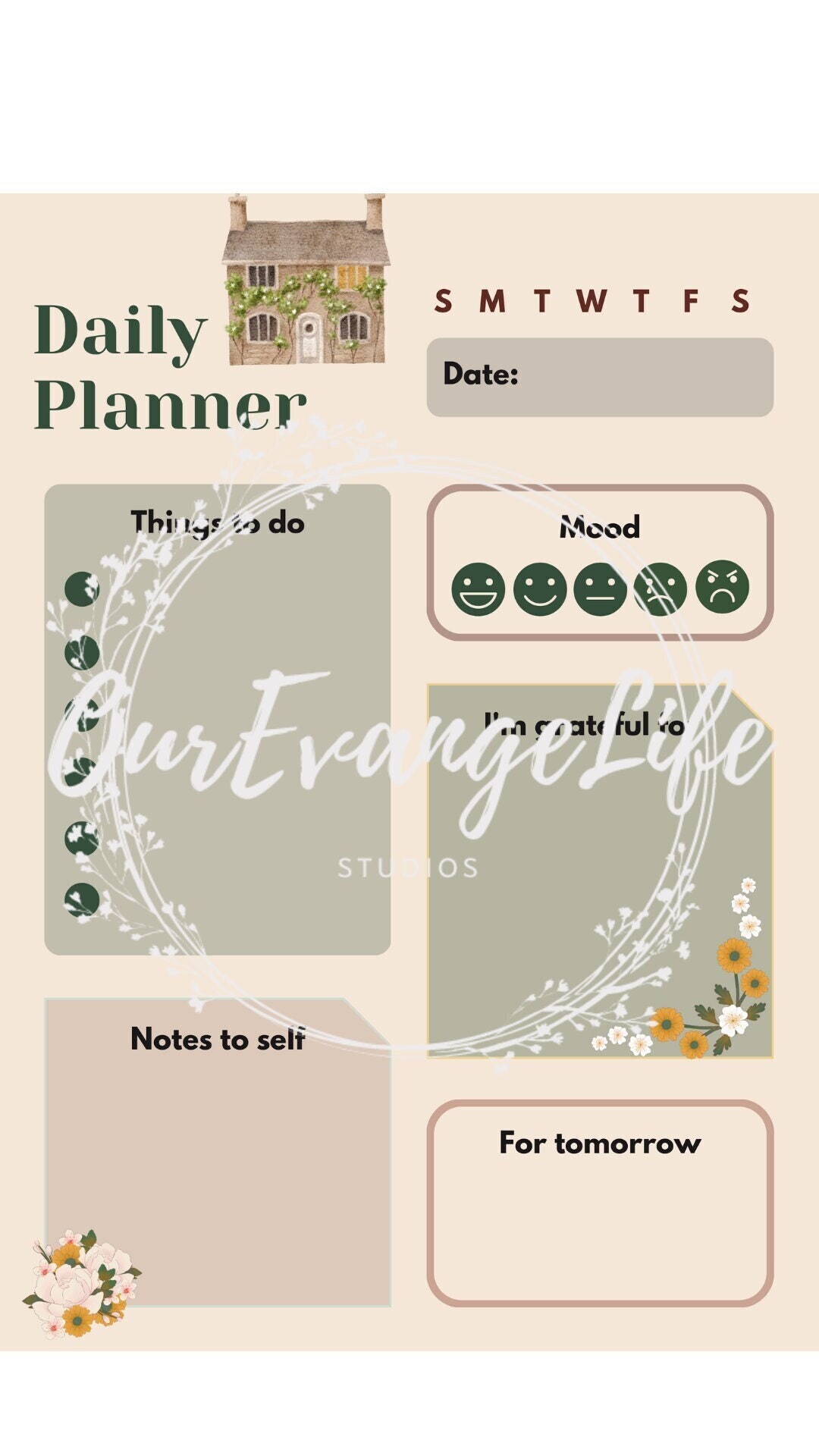 Printable Cottagecore Daily Planner Sheet. for Use Digitally or You Can ...