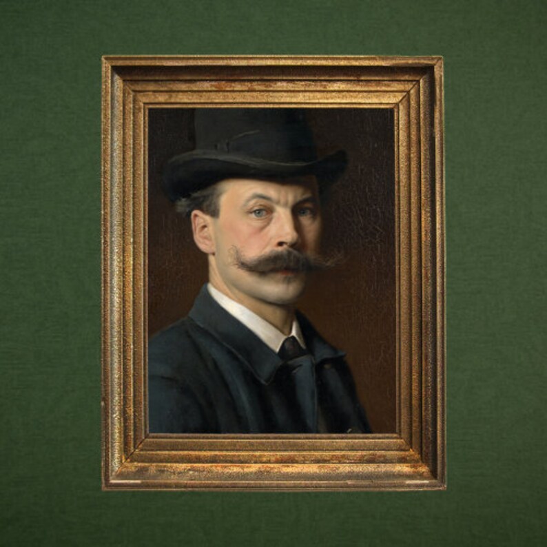 Distinguished Man in a Top Hat Portrait Moody Maximalism Dark - Etsy