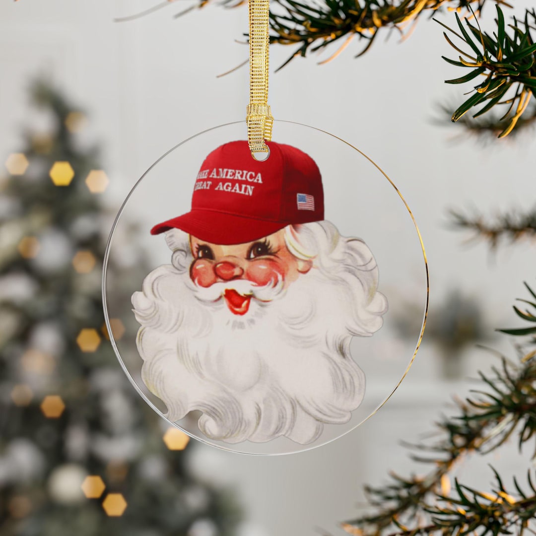Trump, Vintage Santa With Trump MAGA Hat, Christmas Tree Decor, Holiday ...