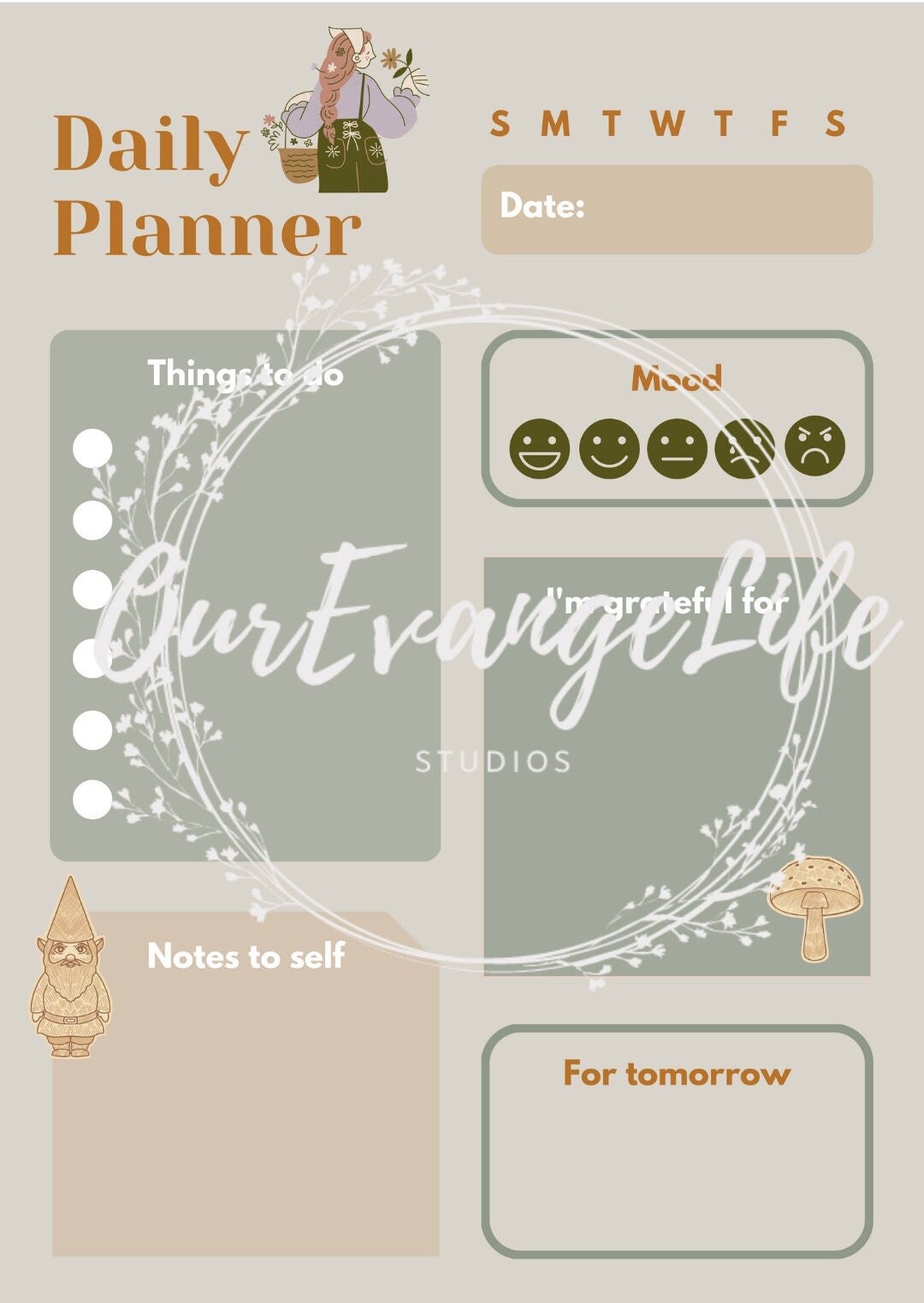 Printable Cottagecore Daily Planner Sheet. for Use Digitally or You Can ...