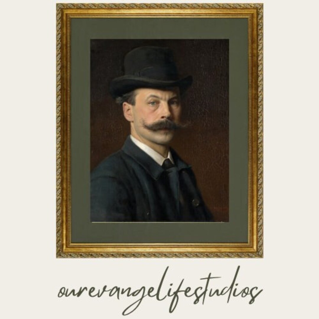 Distinguished Man in a Top Hat Portrait Moody Maximalism Dark Academia ...