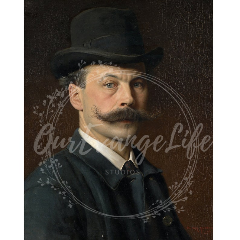 Distinguished Man in a Top Hat Portrait Moody Maximalism Dark - Etsy