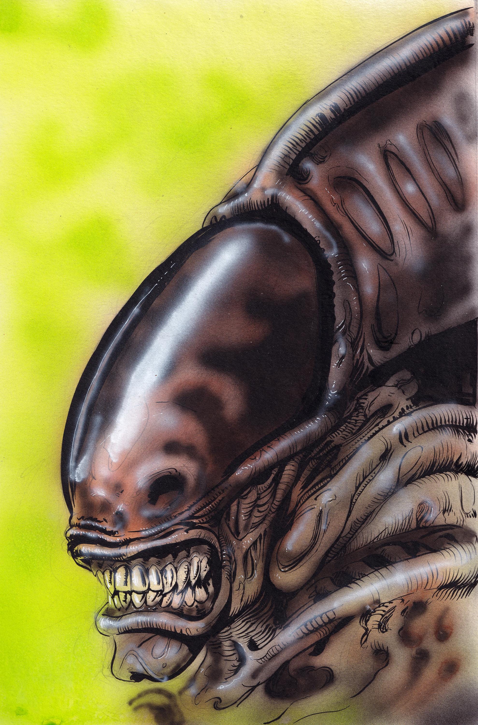 Xenomorph 2 "homage" Original Ink Painting - Etsy