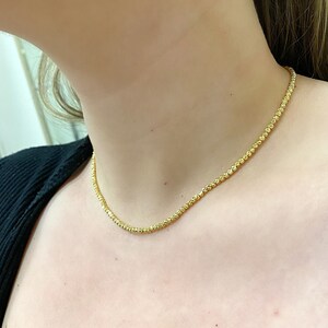 14k Moon Cut Chain. Beaded Diamond Cut Choker Chain. Shiny Gold ...