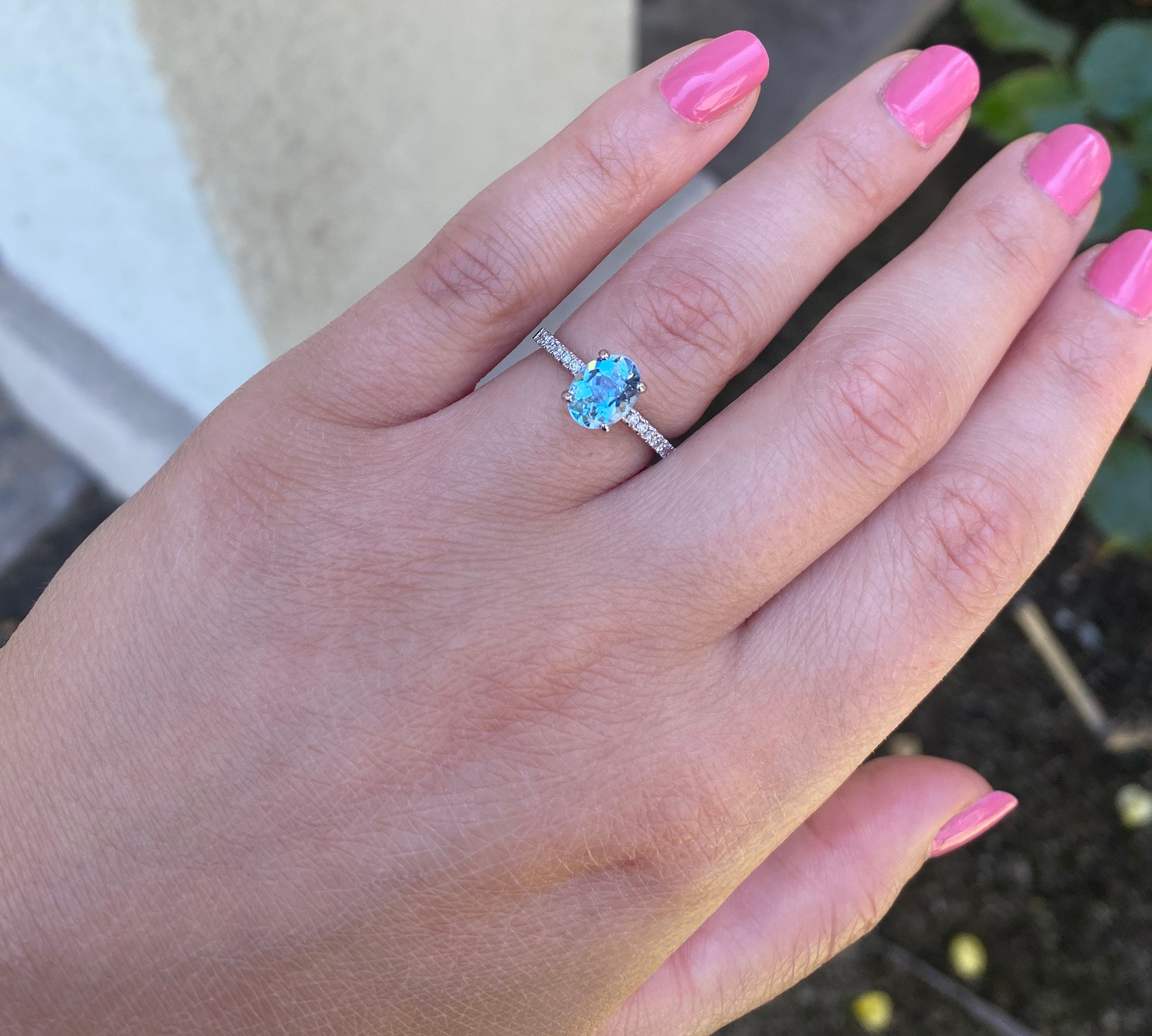 Aquamarine blue ring store