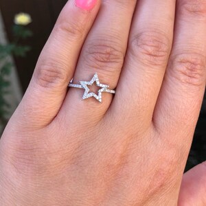 Star Design Diamond Ring. Stackable Star Diamond Ring. Anniversary Gift ...