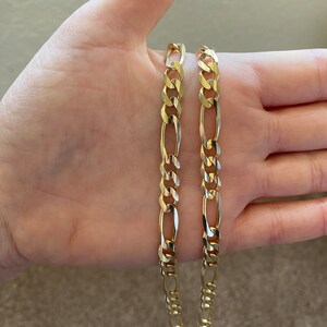 14k Solid Gold Diamond Cut Figaro Chain. 7mm Figaro Chain. Real Gold ...