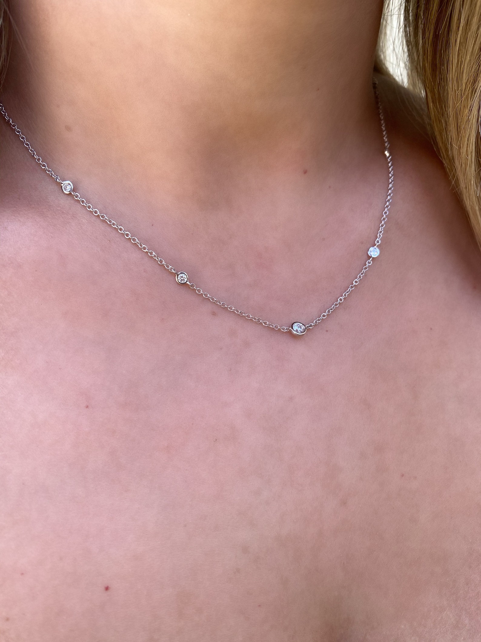18 inch bezel floating diamond chain. Stackable diamond | Etsy