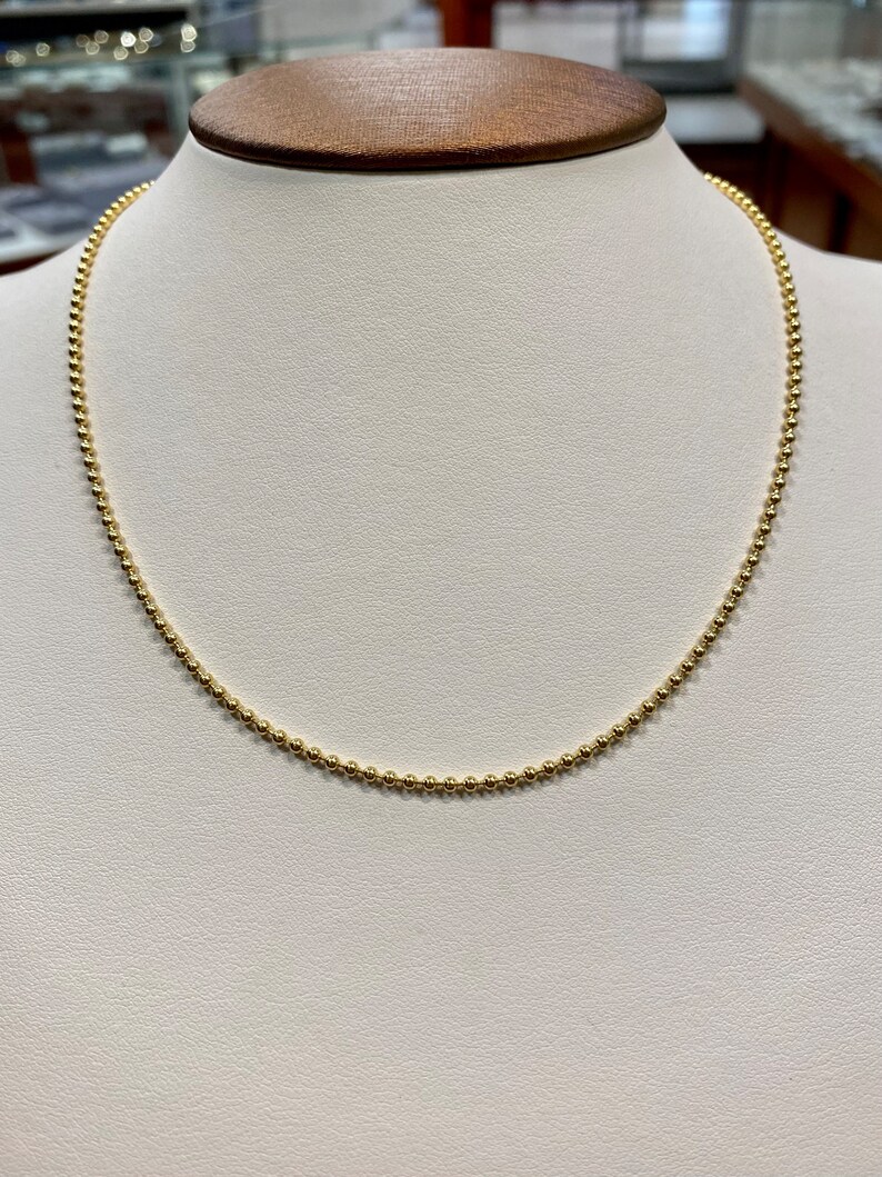 14k Gold Bead Chain. Classic Gold Beaded Chains. Stackable Trendy Gold ...