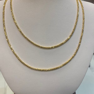 14k Moon Cut Chain. Beaded Diamond Cut Choker Chain. Shiny Gold ...