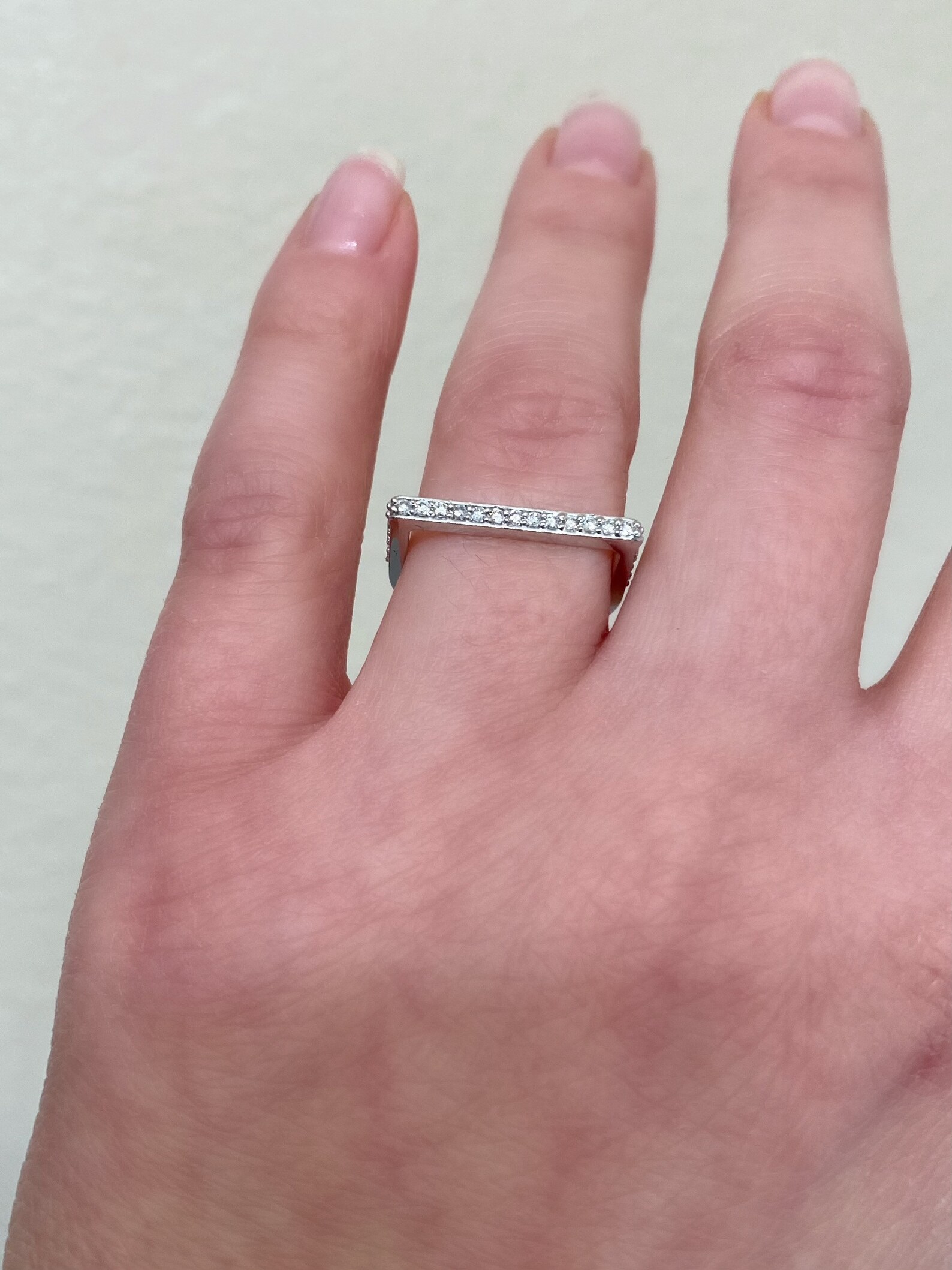 Square shape round diamond band. Wedding ring. Stackable | Etsy
