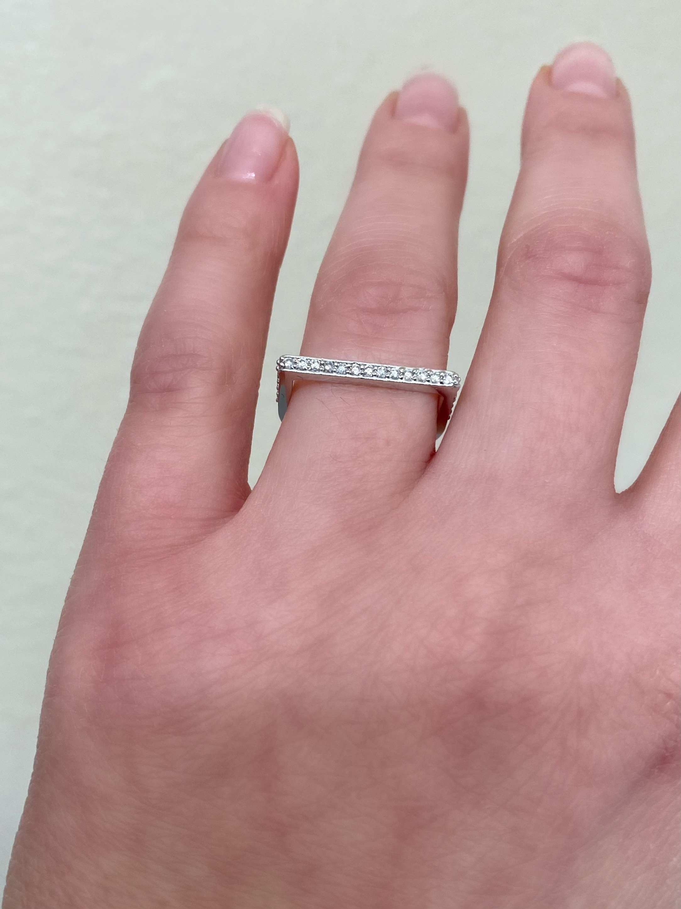 Square Shape Round Diamond Band. Wedding Ring. Stackable | Etsy