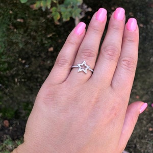 Star Design Diamond Ring. Stackable Star Diamond Ring. Anniversary Gift ...