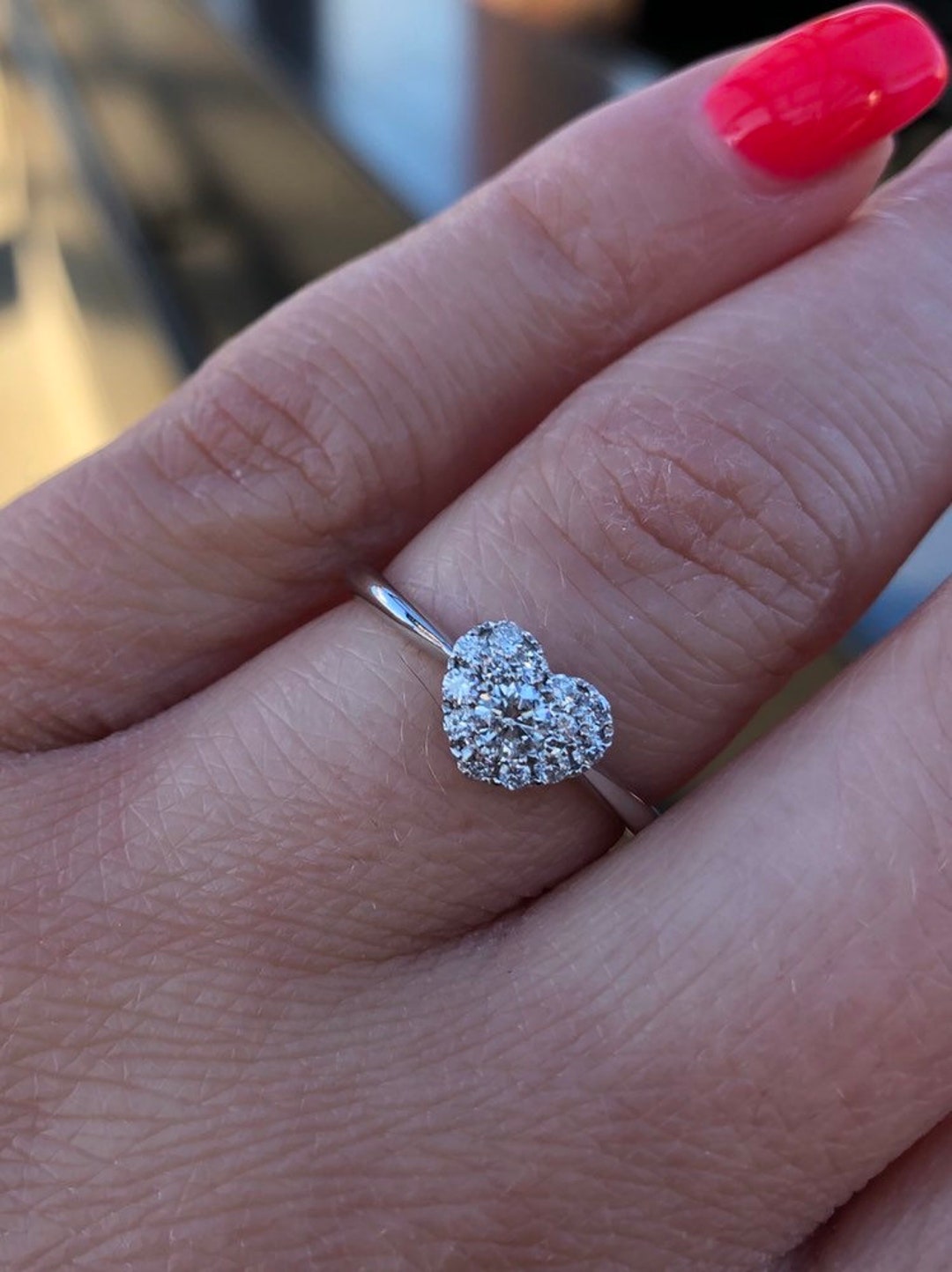 Diamond Heart Shape Engagement Ring. Diamond Heart Shape Promise Ring ...