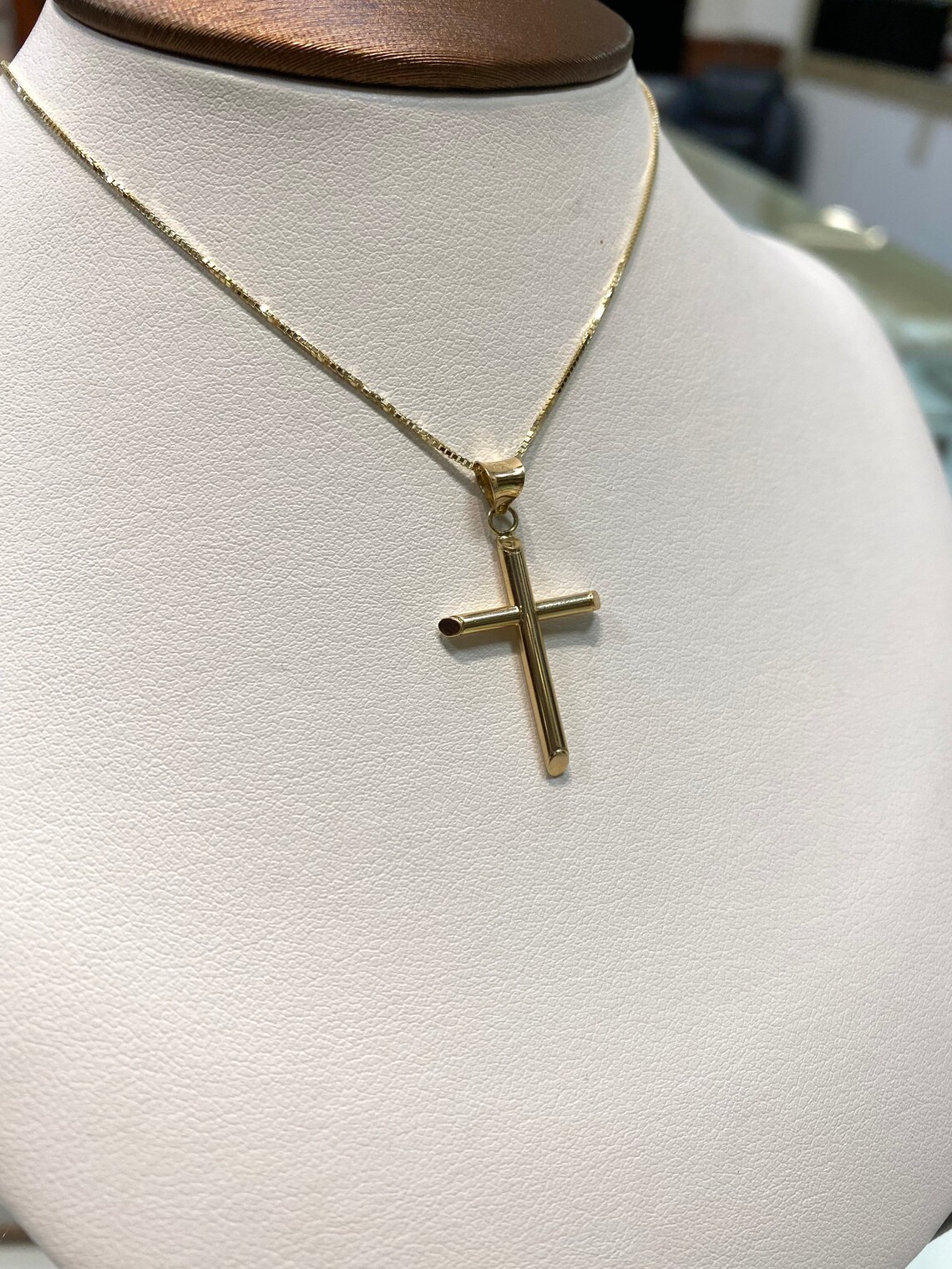 14k Gold Cross Pendant. 1 Inch Gold Cross Necklace. Layering Jewelry ...