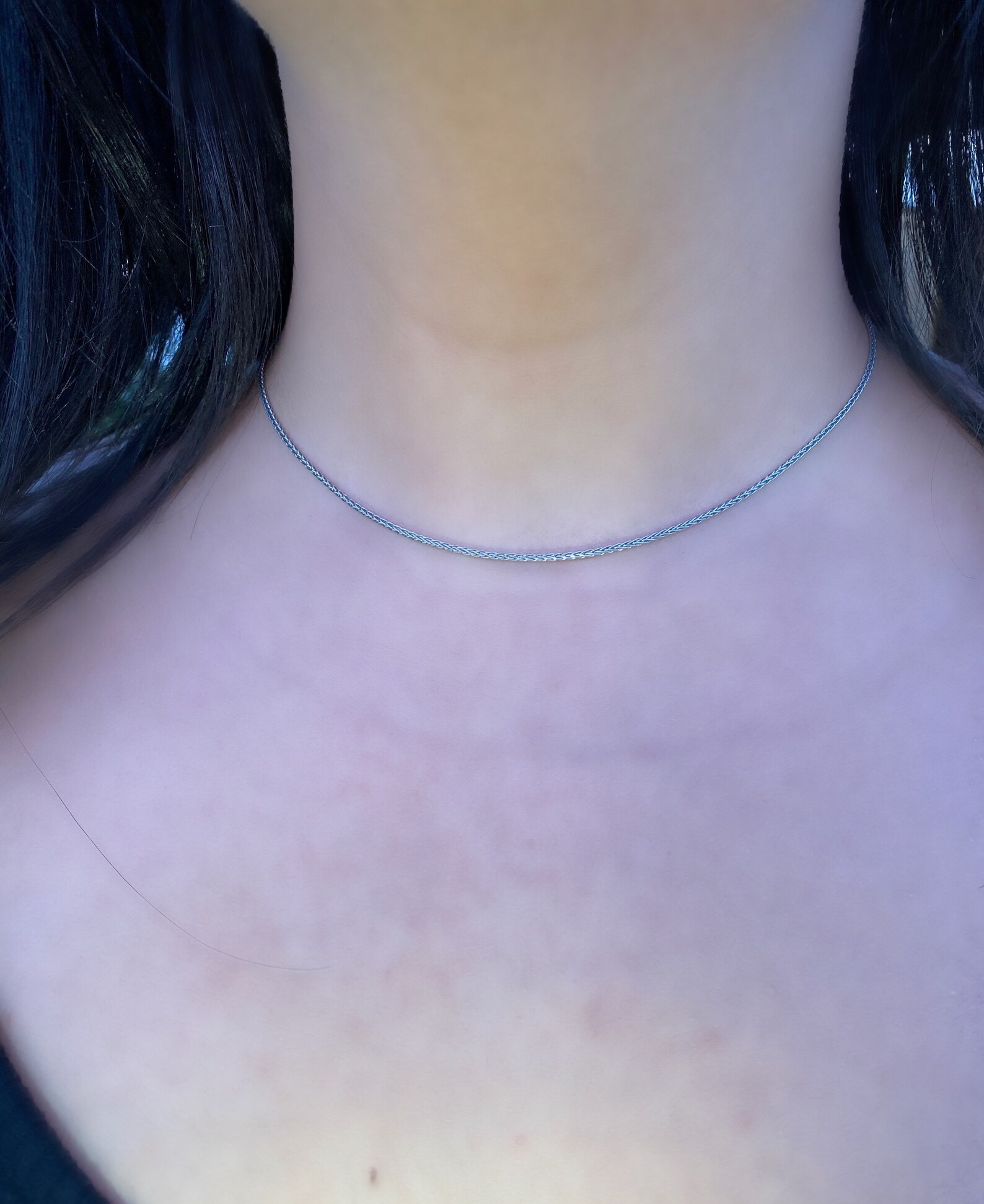 14k Wheat Choker Chain. White Gold Stackable Chains. Choker - Etsy